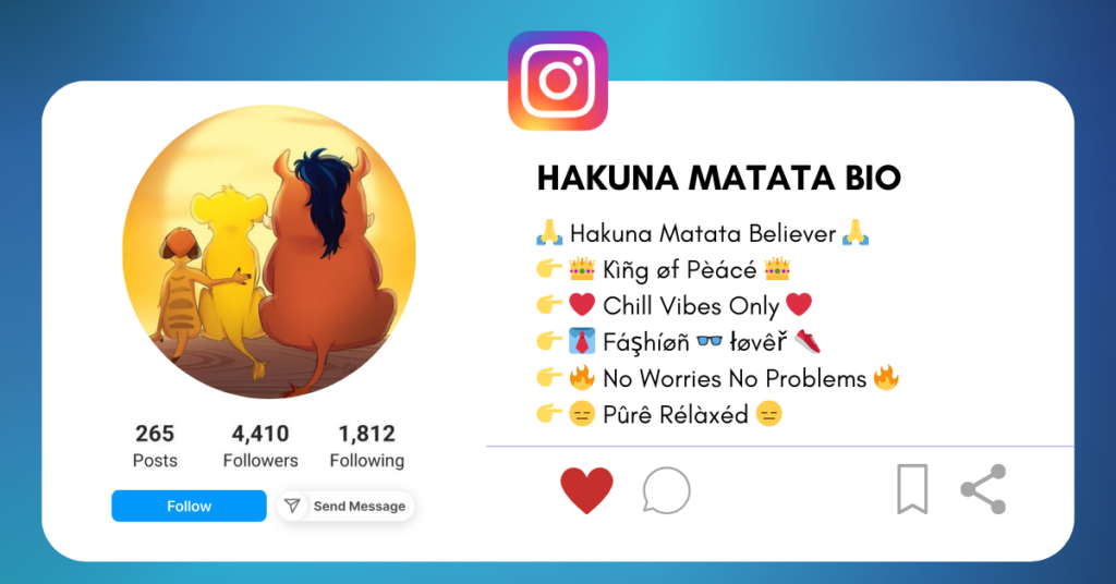 150+ Best Hakuna Matata Bio for Instagram | Copy Paste